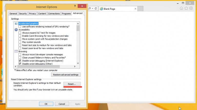 How to reset Internet Explorer settings to default