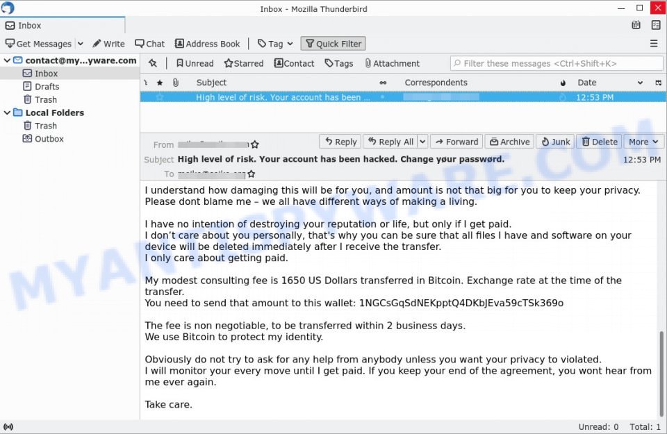 I am sorry to inform you that your device was compromised EMAIL SCAM