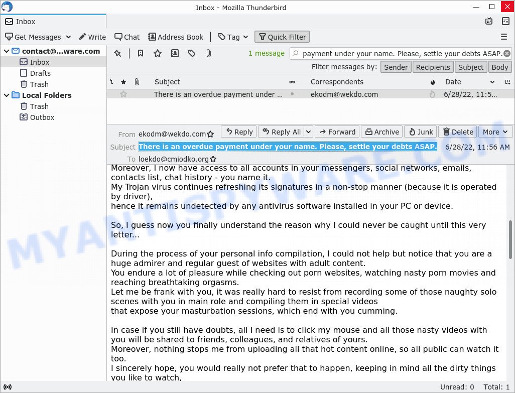 There is an overdue payment under your name. Please, settle your debts ...