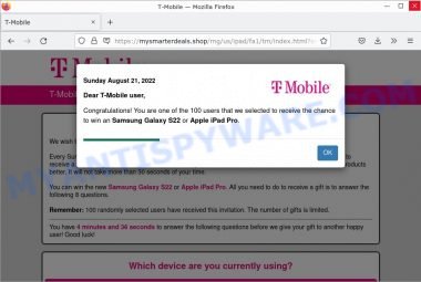 T-Mobile Customer Reward Program POP-UP Scam (Virus removal guide)