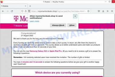 T-Mobile Customer Reward Program POP-UP Scam (Virus removal guide)