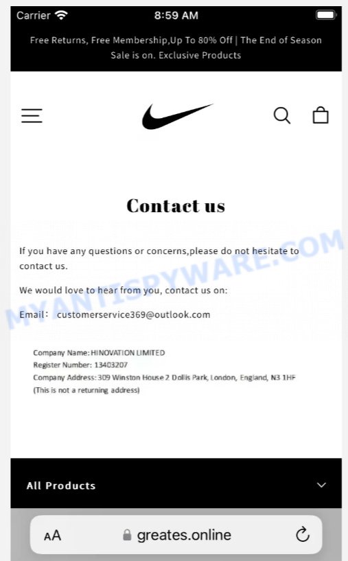 Greates.online Review: The Deceptive Nike Clearance Store Scam