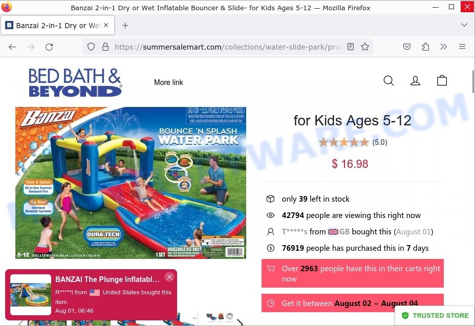 Summersalemart.com Review: A Fake Bed Bath & Beyond Store