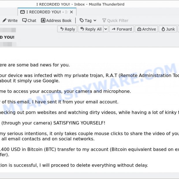 'I infected you with a RAT' Email Scam: What to Do if You're Targeted