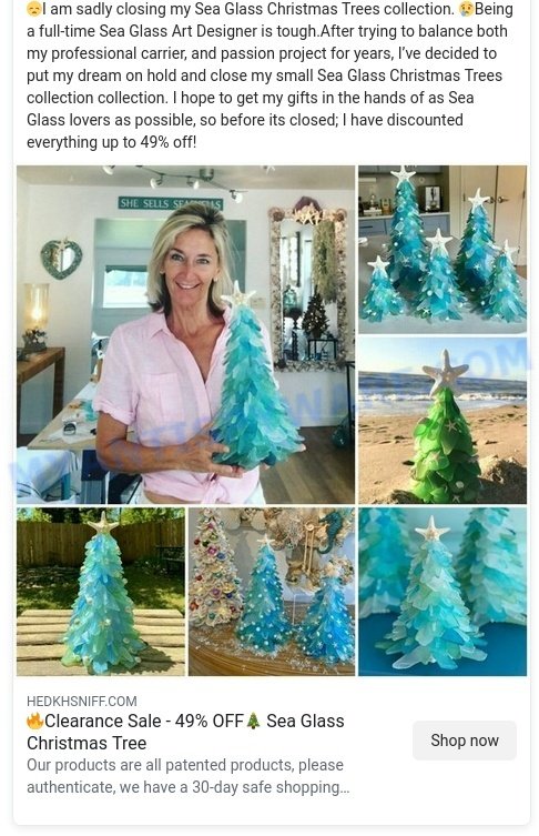 Hedkhsniff.com Review: The 'Sea Glass Christmas Trees' Facebook Scam ...