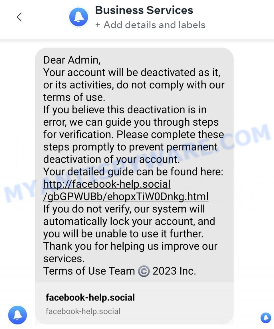 Meta Business Suite Scam: Unmasking the 'Business Services' message
